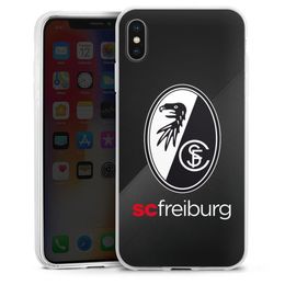 DeinDesign iPhone Xs Max Handy Silikon H&uuml;lle Case transparent Handyh&uuml;lle Sc Freiburg Lettering Logo Silikon Case