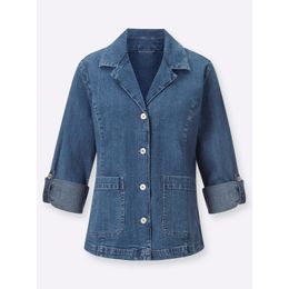 WITT Damen Jeansblazer mit krempelbaren &Auml;rmeln, blue-bleached, Gr&ouml;&szlig;e 40