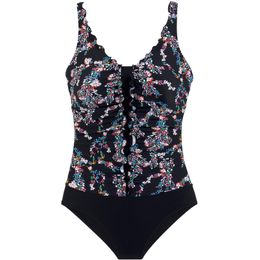 petite fleur by Lascana Damen Badeanzug, schwarz-bedruckt, Gr&ouml;&szlig;e 50C