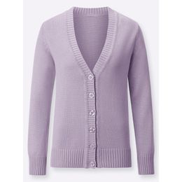 WITT Damen Strickjacke mit farblich abgestimmten Kn&ouml;pfen, flieder, Gr&ouml;&szlig;e 36