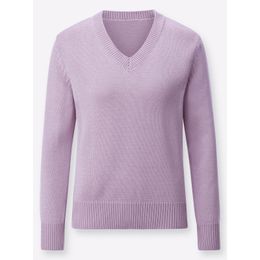 WITT Damen V-Ausschnitt-Pullover mit Baumwolle, flieder, Gr&ouml;&szlig;e 44