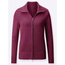 WITT Damen Strickjacke mit 2-Wege-Rei&szlig;verschluss, fuchsia, Gr&ouml;&szlig;e 40