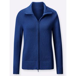 WITT Damen Strickjacke mit 2-Wege-Rei&szlig;verschluss, royalblau, Gr&ouml;&szlig;e 54