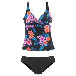 Lascana Damen B&uuml;gel-Tankini, schwarz-bunt-bedruckt, Gr&ouml;&szlig;e 50C