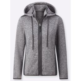 WITT Damen Strickfleecejacke mit seitlichen Strick-Eins&auml;tzen, anthrazit-meliert, Gr&ouml;&szlig;e 54