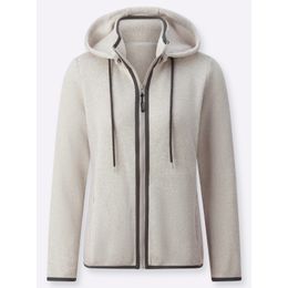 WITT Damen Strickfleecejacke mit seitlichen Strick-Eins&auml;tzen, hellgrau-meliert, Gr&ouml;&szlig;e 42