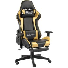 vidaXL - Gaming-Stuhl mit Fußstütze Drehbar Golden pvc