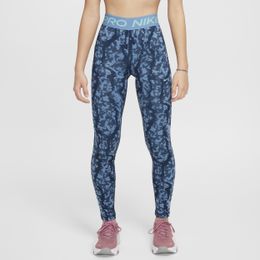 Nike Pro Dri-FIT Leggings mit mittelhohem Bund (Mädchen) - Blau