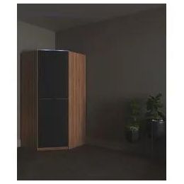 Eckkleiderschrank Priess "Barcelona Kleiderschrank Ecklösung Raumwunder" Schränke Gr. B/H/T: 95cm x 193cm x 95cm, Tiefe Seitenteil 54cm, mit Beleuchtung, braun (eichefarben artisan/schwarz) in 2 Tiefen Schrank Eckschrank Garderobe