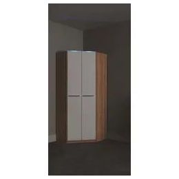 Eckkleiderschrank Priess "Barcelona Kleiderschrank Ecklösung Raumwunder" Schränke Gr. B/H/T: 78cm x 193cm x 78cm, Tiefe Seitenteil 36cm, mit Beleuchtung, weiß (eichefarben artisan/weiß) in 2 Tiefen Schrank Eckschrank Garderobe