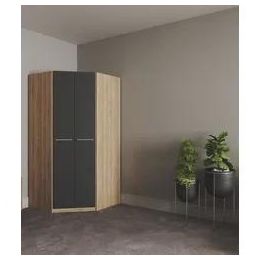 Eckkleiderschrank Priess "Barcelona Kleiderschrank Ecklösung Raumwunder" Schränke Gr. B/H/T: 95cm x 193cm x 95cm, Tiefe Seitenteil 54cm, ohne Beleuchtung, braun (eichefarben artisan/schwarz) in 2 Tiefen Schrank Eckschrank Garderobe