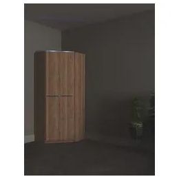 Eckkleiderschrank Priess "Barcelona Kleiderschrank Ecklösung Raumwunder" Schränke Gr. B/H/T: 78cm x 193cm x 78cm, Tiefe Seitenteil 36cm, mit Beleuchtung, braun (eichefarben artisan) in 2 Tiefen Schrank Eckschrank Garderobe