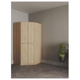 Eckkleiderschrank Priess "Barcelona Kleiderschrank Ecklösung Raumwunder" Schränke Gr. B/H/T: 95cm x 193cm x 95cm, Tiefe Seitenteil 54cm, ohne Beleuchtung, braun (eichefarben artisan) in 2 Tiefen Schrank Eckschrank Garderobe