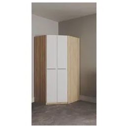 Eckkleiderschrank Priess "Barcelona Kleiderschrank Ecklösung Raumwunder" Schränke Gr. B/H/T: 95cm x 193cm x 95cm, Tiefe Seitenteil 54cm, ohne Beleuchtung, weiß (eichefarben artisan/weiß) in 2 Tiefen Schrank Eckschrank Garderobe