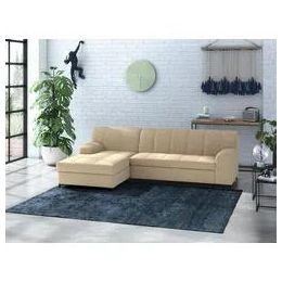 Ecksofa Inosign "Balme L-Form" Sofas Gr. B/H/T: 239cm x 75cm x 152cm, Struktur fein, Recamiere links, ohne Bettfunktion, beige Inkl. Zierkissen, wahlweise mit Bettfunktion