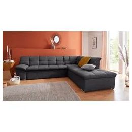 Ecksofa DOMO collection "Lagoa L-Form" Sofas Gr. B/H/T: 271cm x 76cm x 232cm, Struktur grob, Ottomane rechts, ohne Bettfunktion, grau (anthrazit) wahlweise mit Bettfunktion, frei im Raum stellbar, große Farbvielfalt