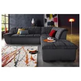 Ecksofa DOMO collection "Splash L-Form" Sofas Gr. B/H/T: 271cm x 76cm x 232cm, Kunstleder SOFTLUX-Struktur, Ottomane rechts, ohne Bettfunktion, schwarz (schwarz, pepper) wahlweise mit Bettfunktion