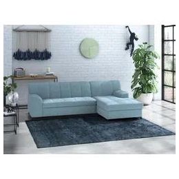 Ecksofa Inosign "Balme L-Form" Sofas Gr. B/H/T: 239cm x 75cm x 152cm, Luxus-Microfaser weich, Recamiere rechts, ohne Bettfunktion, blau (petrol) Inkl. Zierkissen, wahlweise mit Bettfunktion