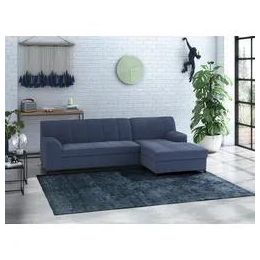 Ecksofa Inosign "Balme L-Form" Sofas Gr. B/H/T: 239cm x 75cm x 152cm, Struktur fein, Recamiere rechts, mit Bettfunktion, blau (dunkelblau) Inkl. Zierkissen, wahlweise mit Bettfunktion