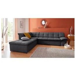 Ecksofa DOMO collection "Lagoa L-Form" Sofas Gr. B/H/T: 271cm x 76cm x 232cm, Struktur grob, Ottomane links, mit Bettfunktion, grau (anthrazit) wahlweise mit Bettfunktion, frei im Raum stellbar, große Farbvielfalt