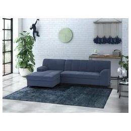 Ecksofa Inosign "Balme L-Form" Sofas Gr. B/H/T: 239cm x 75cm x 152cm, Struktur fein, Recamiere links, ohne Bettfunktion, blau (dunkelblau) Inkl. Zierkissen, wahlweise mit Bettfunktion