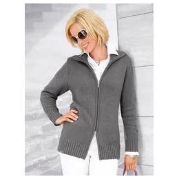 Strickjacke Casual Looks Gr. 50, grau (grau-meliert) Damen Strickjacken