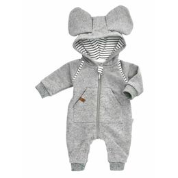 Koala Baby Overall ' Sweet Bunny ' Gr&ouml;&szlig;e 56 grau / schwarz / wei&szlig;