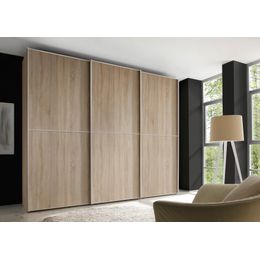 Schwebetürenschrank STAUD "Sinfonie Plus, edles Design in hochwertiger Qualität, Made Germany" Schränke Gr. B/H/T: 280 cm x 240 cm x 68 cm, Comfort, 3 St., braun (sonoma eiche) Mit vier verschiedenen Ausstattungsvarianten