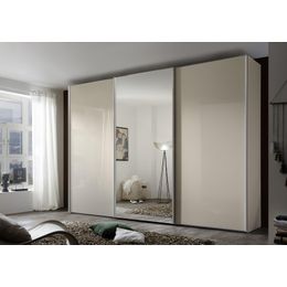 Schwebetürenschrank STAUD "Sonate Rom mit Spiegel, Made in Germany" Schränke Gr. B/H/T: 280 cm x 240 cm x 68 cm, Premium, 3 St., beige (sandglas) Mit vier verschiedenen Ausstattungsvarianten