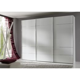 Schwebetürenschrank STAUD "Sonate Lucca, Made in Germany" Schränke Gr. B/H/T: 298 cm x 240 cm x 68 cm, Premium, 3 St., weiß (alpinweißglas) Mit vier verschiedenen Ausstattungsvarianten