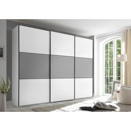 Schwebetürenschrank STAUD "Includo, Made in Germany" Schränke Gr. B/H/T: 280 cm x 222 cm x 68 cm, Premium, 3 St., blau (dekor weiß, saphir) Mit vier verschiedenen Ausstattungsvarianten