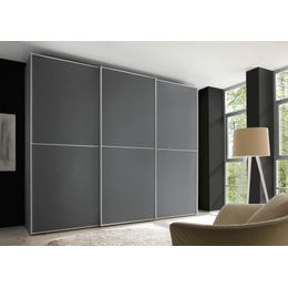 Schwebetürenschrank STAUD "Sinfonie Plus, edles Design in hochwertiger Qualität, Made Germany" Schränke Gr. B/H/T: 280 cm x 240 cm x 68 cm, Comfort, 3 St., grau (vulkan) Mit vier verschiedenen Ausstattungsvarianten