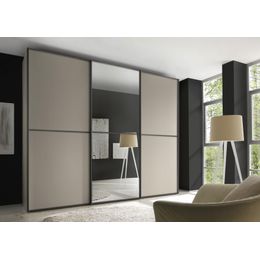 Schwebetürenschrank STAUD "Sinfonie Plus, edles Design in hochwertiger Qualität, Made Germany" Schränke Gr. B/H/T: 280 cm x 222 cm x 68 cm, Premium, 3 St., beige (sand) Mit Spiegeltüre und vier verschiedenen Ausstattungsvarianten