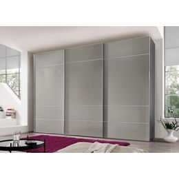 Schwebetürenschrank STAUD "Sonate Lucca, Made in Germany" Schränke Gr. B/H/T: 298 cm x 240 cm x 68 cm, Comfort, 3 St., grau (saphirglas) Mit vier verschiedenen Ausstattungsvarianten