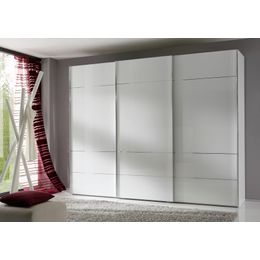 Schwebetürenschrank STAUD "Sonate Lucca, Made in Germany" Schränke Gr. B/H/T: 249 cm x 240 cm x 68 cm, Premium, 3 St., weiß (alpinweißglas) Mit vier verschiedenen Ausstattungsvarianten