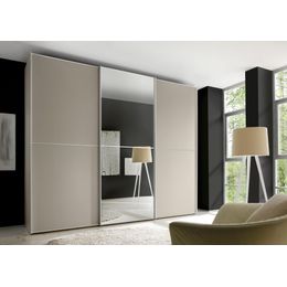 Schwebetürenschrank STAUD "Sinfonie Plus, edles Design in hochwertiger Qualität, Made Germany" Schränke Gr. B/H/T: 249 cm x 240 cm x 68 cm, Premium, 3 St., beige (sand) Mit Spiegeltüre und vier verschiedenen Ausstattungsvarianten