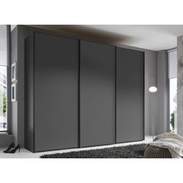 Schwebetürenschrank STAUD "Sinfonie Plus, edles Design in hochwertiger Qualität, Made Germany" Schränke Gr. B/H/T: 280 cm x 240 cm x 68 cm, Premium, 3 St., grau (vulkan) Mit vier verschiedenen Ausstattungsvarianten