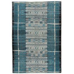 Teppich Gino Falcone "Outdoor-Africa 38" Teppiche Gr. B/L: 200 cm x 285 cm, 5 mm, 1 St., blau Flachgewebe, Ethno Style, In- und Outdoor geeignet