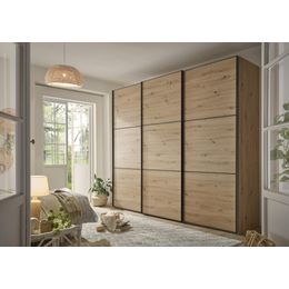 Schwebetürenschrank STAUD "Includo, Made in Germany" Schränke Gr. B/H/T: 298 cm x 222 cm x 68 cm, Premium, 3 St., braun (dekor artisan eiche) Mit vier verschiedenen Ausstattungsvarianten