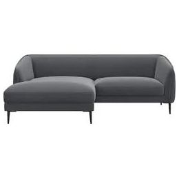 Ecksofa FLEXLUX "Belle Designsofa, bequem durch Kaltschaum im Sitz, L-Form" Sofas Gr. B/H/T: 218cm x 74cm x 149cm, Velvet, Chaiselongue links, grau (soft grau) Skandinavisches Design, In hochwertiger Verarbeitung, BT 218149 cm