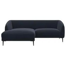 Ecksofa FLEXLUX "Belle Designsofa, bequem durch Kaltschaum im Sitz, L-Form" Sofas Gr. B/H/T: 218cm x 74cm x 149cm, Velvet, Chaiselongue links, blau (royal blau) Skandinavisches Design, In hochwertiger Verarbeitung, BT 218149 cm