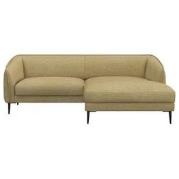 Ecksofa FLEXLUX "Belle Designsofa, bequem durch Kaltschaum im Sitz, L-Form" Sofas Gr. B/H/T: 218cm x 74cm x 149cm, Bouclé, Chaiselongue rechts, gelb (mustard yell) Skandinavisches Design, In hochwertiger Verarbeitung, BT 218149 cm