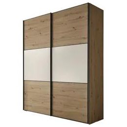 Schwebetürenschrank STAUD "Includo, Made in Germany" Schränke Gr. B/H/T: 167cm x 222cm x 68cm, Basic, 2 St., weiß (dekor artisan eiche/weiß) Mit vier verschiedenen Ausstattungsvarianten