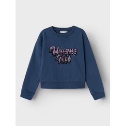 name it Sweatshirt 'LASANNE' M&auml;dchen Gr&ouml;&szlig;e 116 azur / dunkelblau / gelb / hellpink