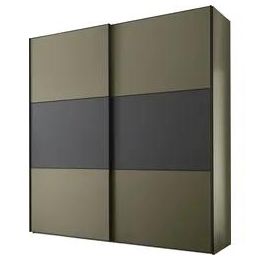 Schwebetürenschrank STAUD "Includo, Made in Germany" Schränke Gr. B/H/T: 200cm x 222cm x 68cm, Basic, 2 St., grün (dekor salbei/vulkan) Mit vier verschiedenen Ausstattungsvarianten