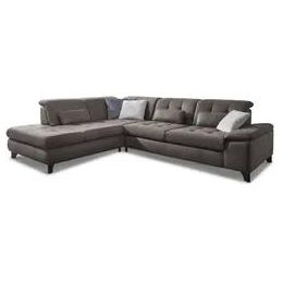 Ecksofa DIE PLANBAR "MP-IN18012 L-Form" Sofas Gr. B/H/T: 310cm x 85cm x 260cm, Microfaser, Armlehne rechts, Kopfteilverstellung-Sitztiefenverstellung, grau (anthrazit) wahlweise mit Funktion, Federkern-Polsterung