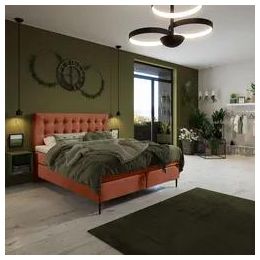 Boxspringbett Schlaraffia "Everton" Komplettbetten Gr. Material, Liegefläche B/L: 200cm x 200cm, H3 + H4, 7-Zonen-Tonnentaschen-Federkernmatratze, braun (rust) Boxspringbett inklusive GELTEX Next Topper, Metallfuß in schwarz