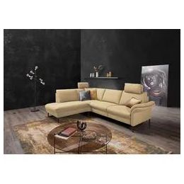 Ecksofa Places of Style "Sarsina: mit Tonnentaschen-Federkern, perfekt zum Entspannen L-Form" Sofas Gr. B/H/T: 265 cm x 85 cm x 223 cm, Easy care, Ottomane links, beige (sand) inklusive 2 motorischen Relaxfunktionen mit Herz-Waage-Beschlag