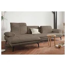 Ecksofa Andas "Stenlille L-Form" Sofas Gr. B/H/T: 295cm x 83cm x 162cm, NaturLEDER, Recamiere links, grau (taupe) incl. Sitztiefen-, Kopfteil- und Armteilverstellung