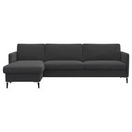 Ecksofa FLEXLUX "Fiore, L-Form" Sofas Gr. B/H/T: 247cm x 85cm x 92cm, Lederoptik, Chaiselongue links, grau (shark grey) schmale Armlehnen, Kaltschaum, Füße Alu+schwarz